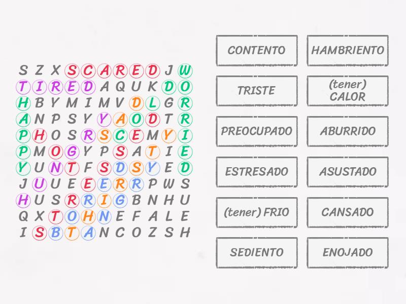 Emotions and Feelings - Wordsearch