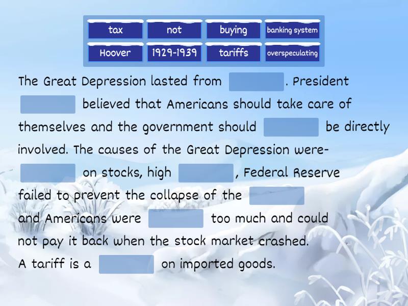Great Depression Review - Complete the sentence