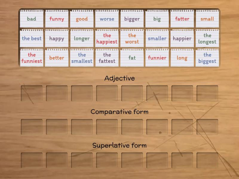 Comparative and Superlative adj - Group sort