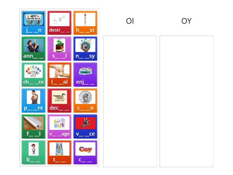 OI/OY words - Group sort