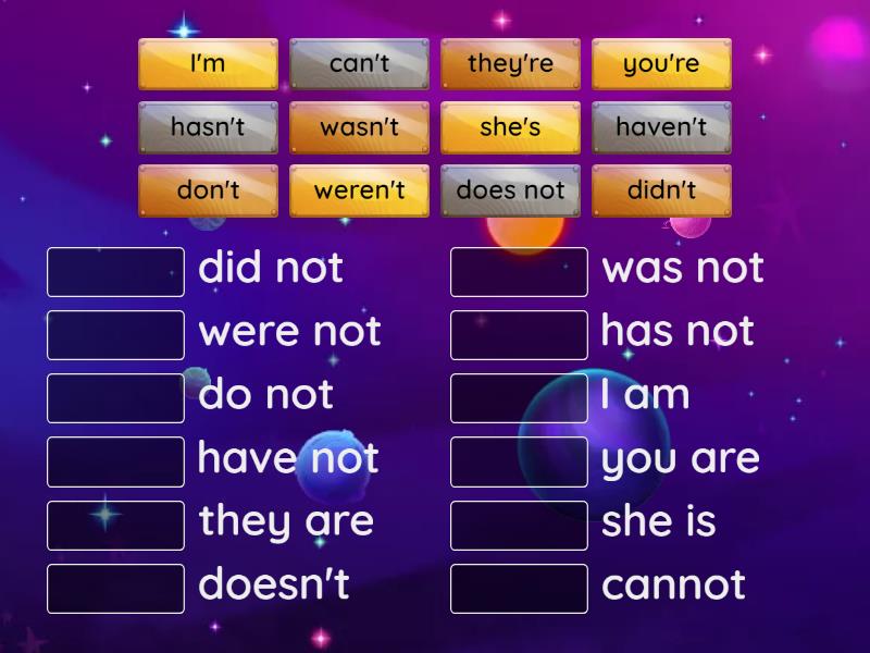 Match the Contractions - Match up