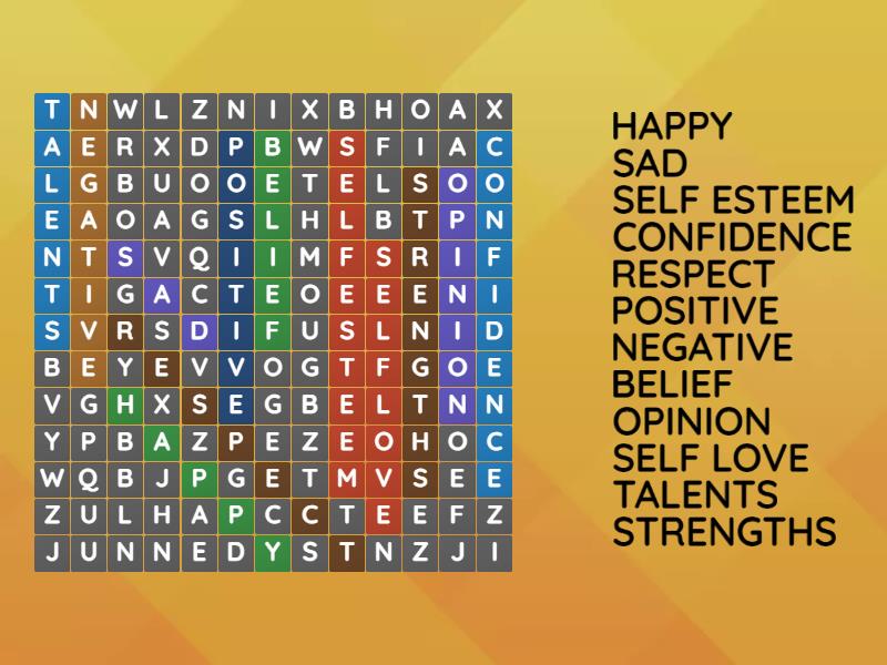 Self-esteem - Wordsearch