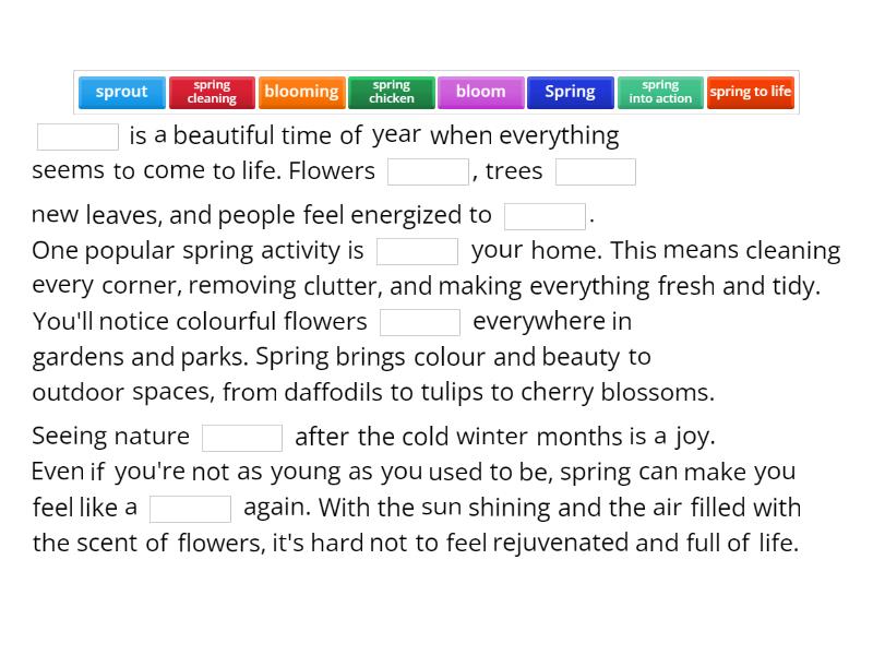 SPRING VOCABULARY - Complete the sentence