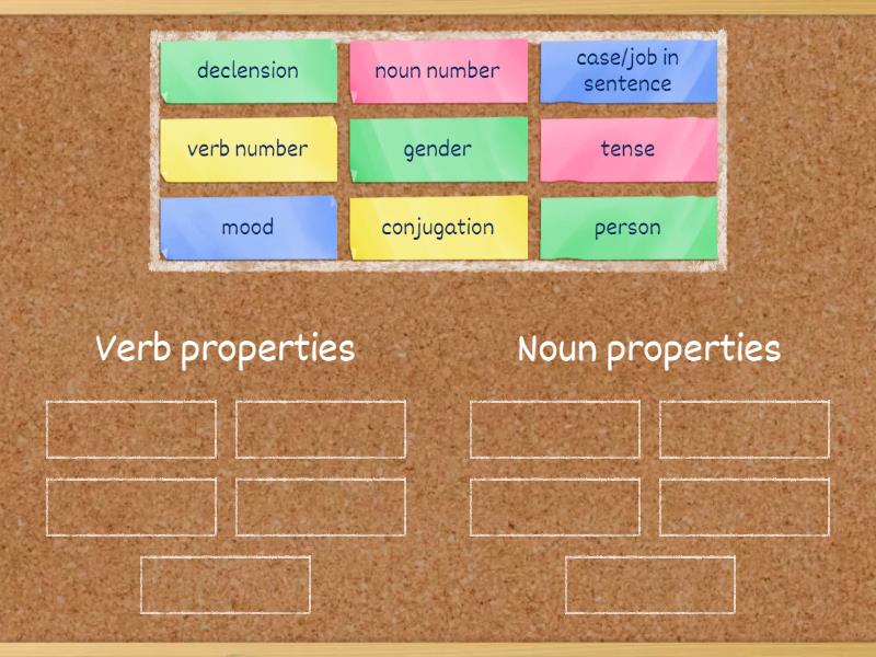 Fun. II: Properties of Nouns & Verbs - Ordenar por grupo