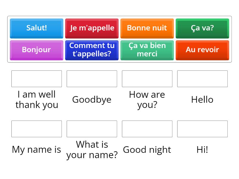 Y2 T3 French Greetings - Match up