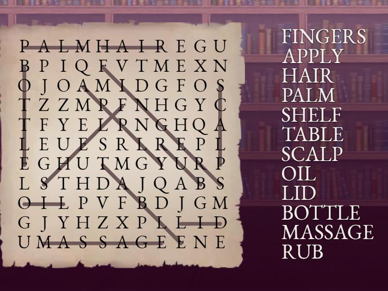 Applying Hair Oil - Wordsearch