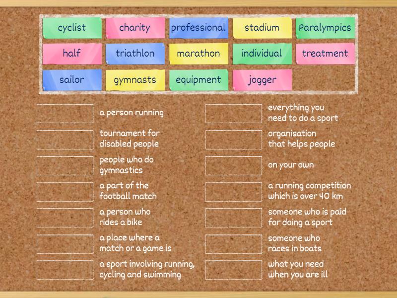 Focus 1 (Unit 6 - sport vocabulary) - Match up