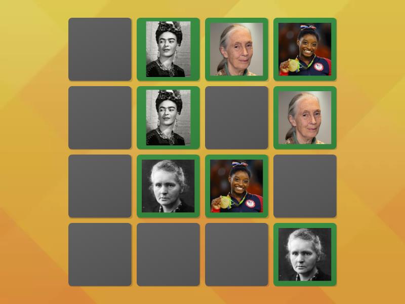 Women In History - Memory Game - Matching pairs