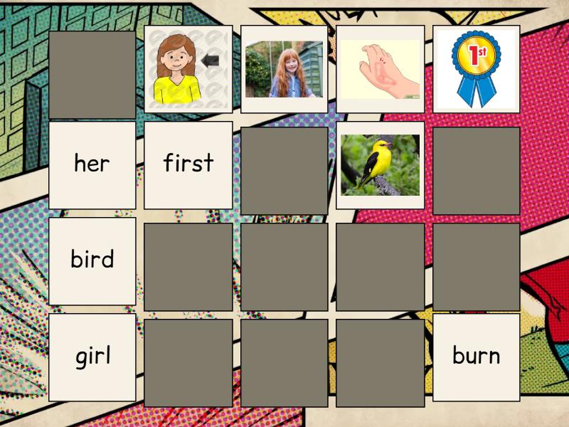 Words with er, ir, ur - Matching pairs