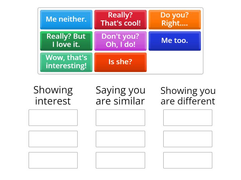 Focus 2 Unit 1.8 Groups - Showing interest - Group sort
