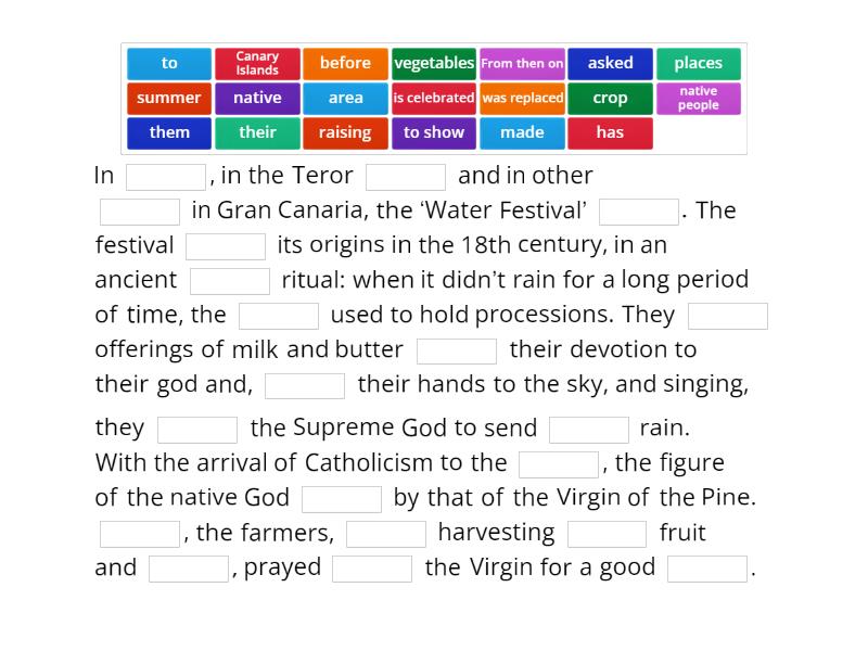 La Fiesta del Agua translation - Missing word