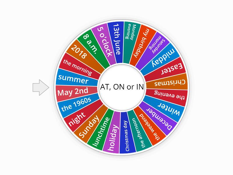 Prepositions of Time - Spin the wheel