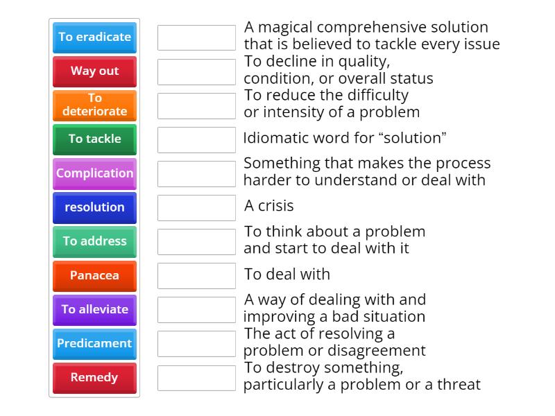 Problem-Solution Related Vocab - Match up