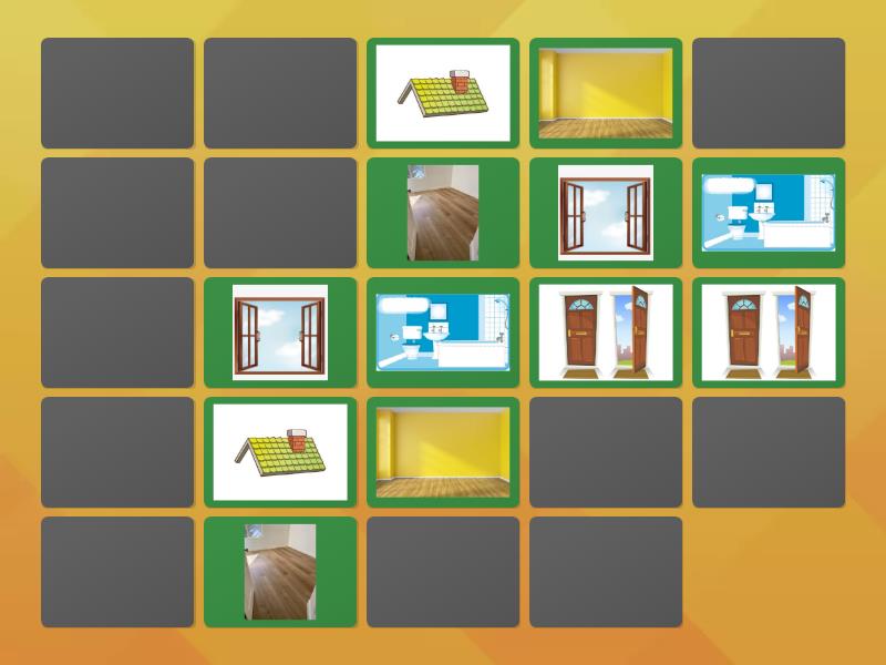 Memory Game - Parts Of The House - Matching pairs