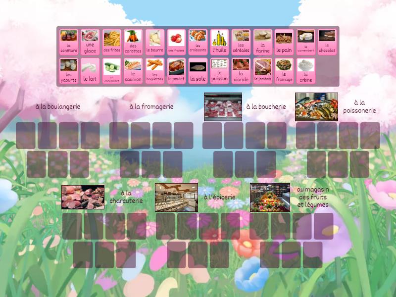 les commerces et les aliments - Group sort