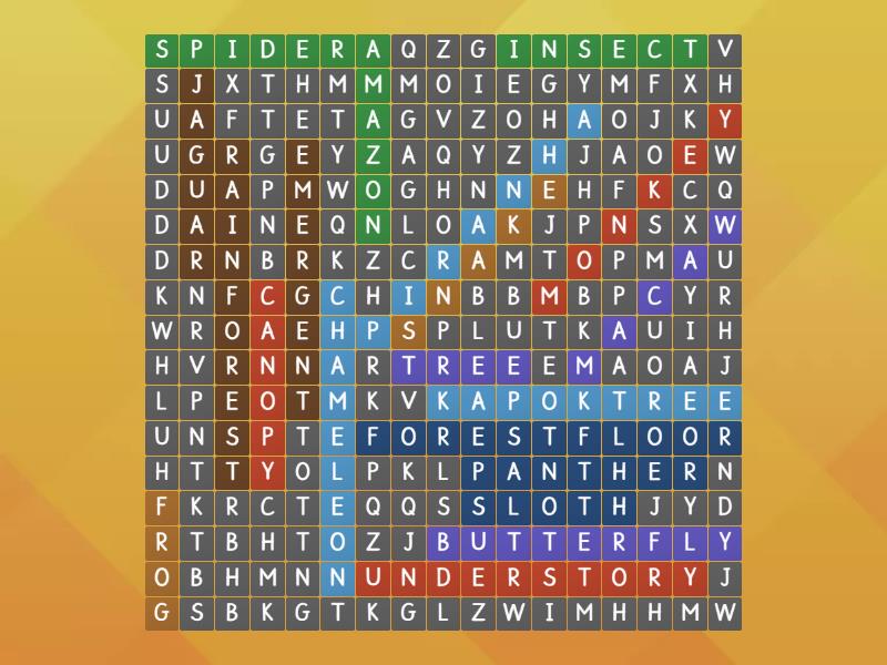 Rainforest - Wordsearch