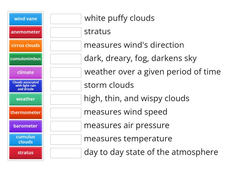 Weather Vocabulary - Match up