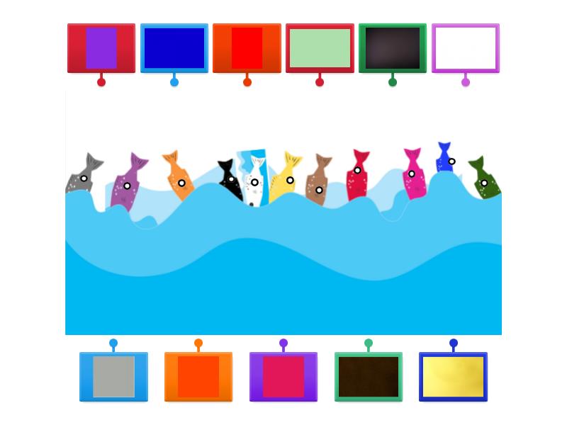 Colours. Match and say "It's a red fish" - Labelled diagram