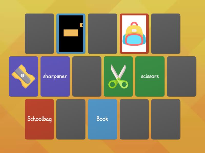 School Items matching game - Matching pairs