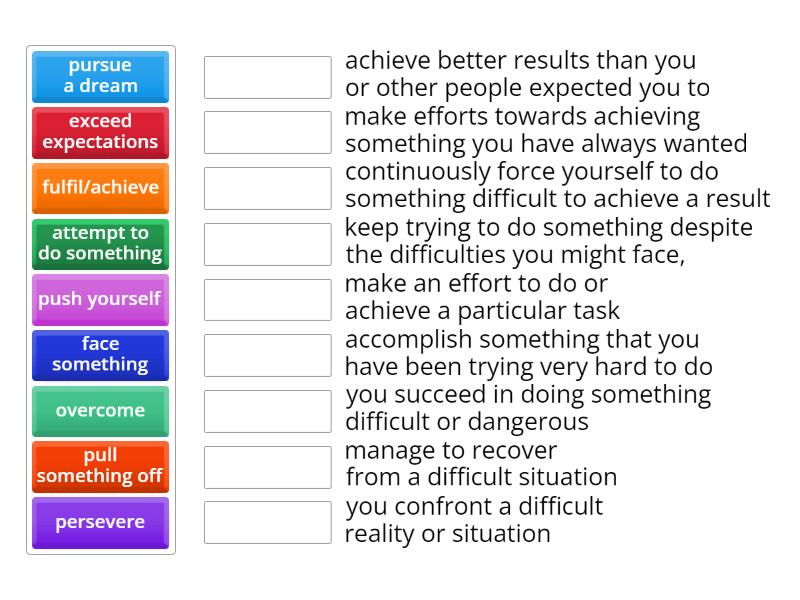 Challenges: verbs & verb phrases - Match up