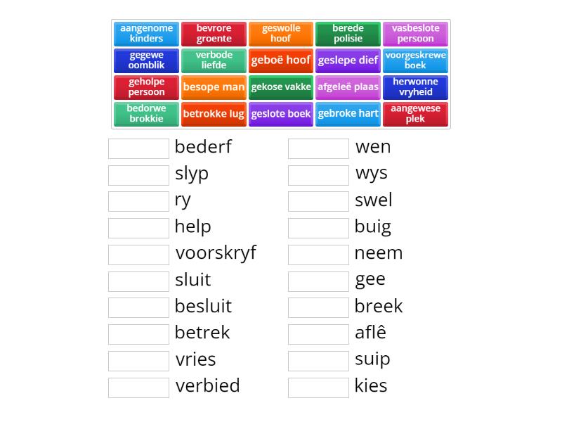 Verlede Deelwoorde 2 - Match up