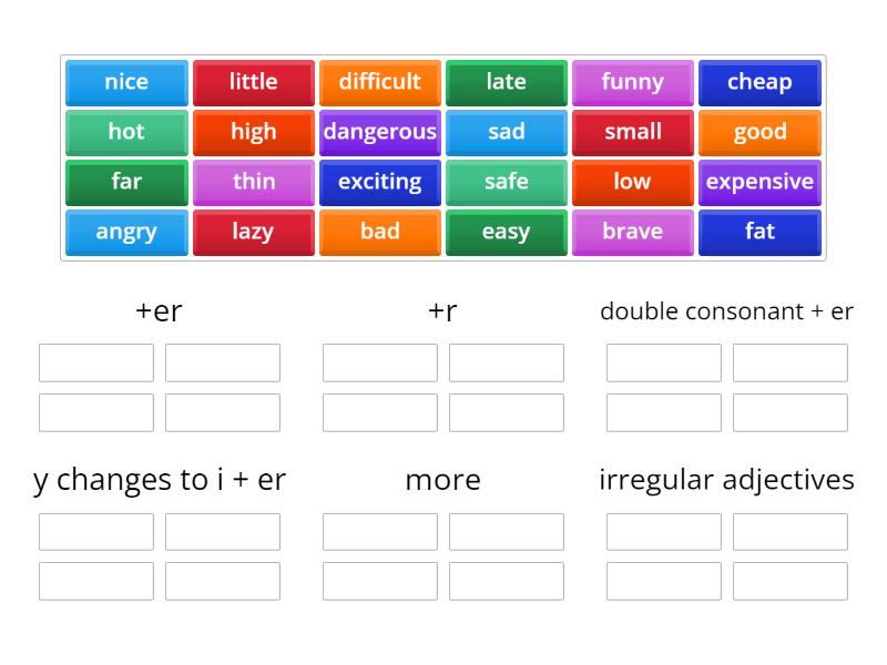 Solutions Elem Comparative adjectives - Group sort