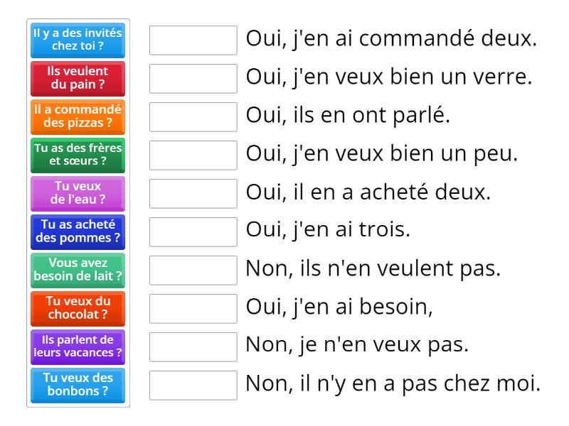 Mets la bonne question avec la bonne réponse - Match up