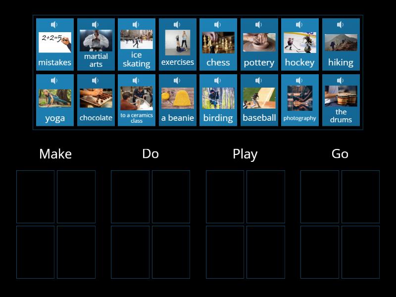 Verb Phrases with Make, Do, Play, and Go - Group sort