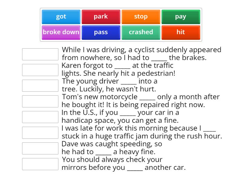 Driving problems - Match up