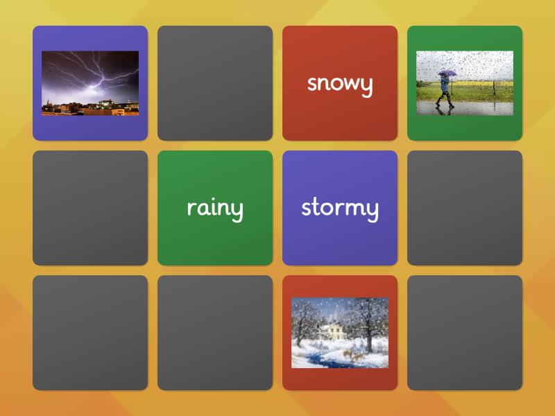Types of Weather Memory Game - Matching pairs