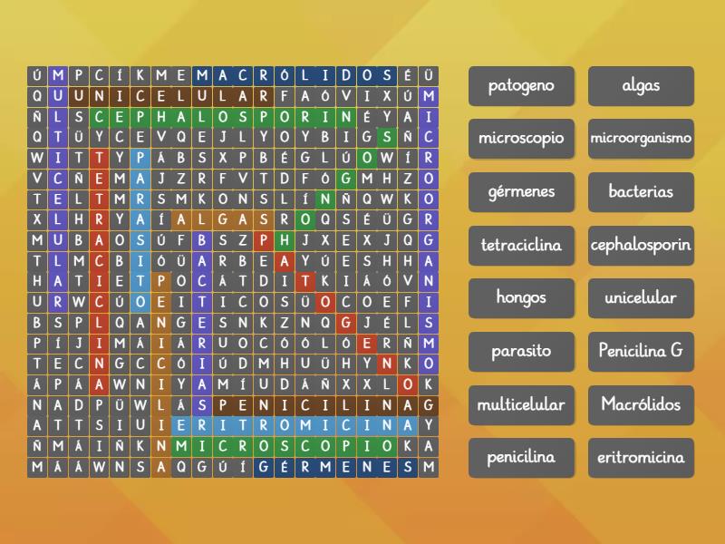 microorganismos - Sopa de letras