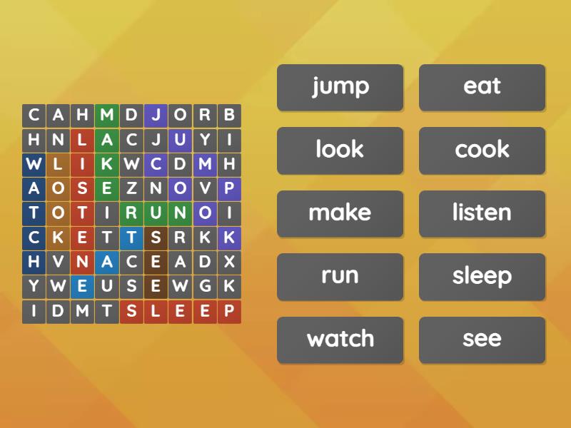 Verb Word Search Level 1 - Wordsearch