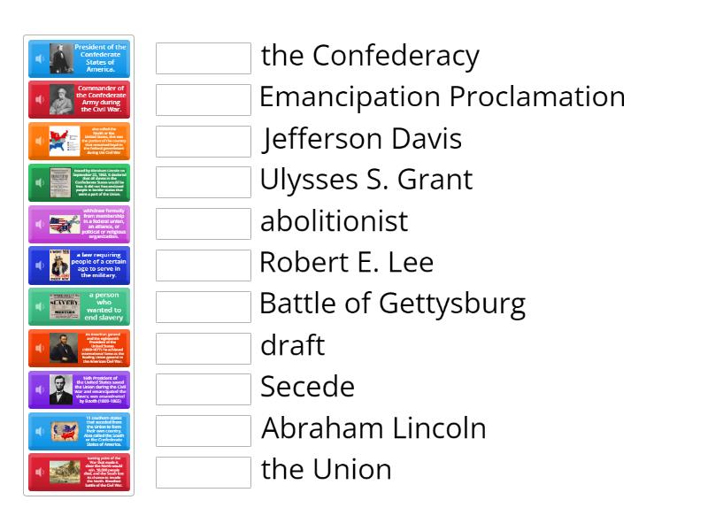 Civil War (1861-1865) - Match up