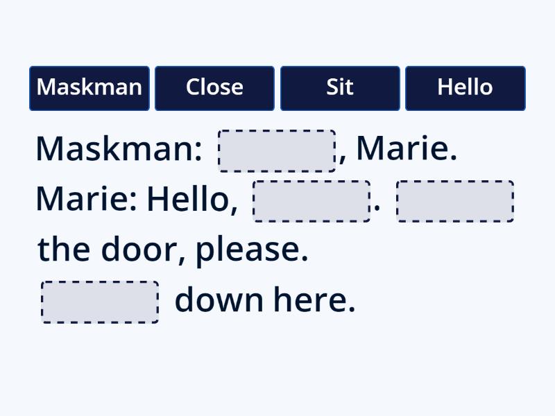 KB1 unit 1 -story (Gap fill) - Complete the sentence