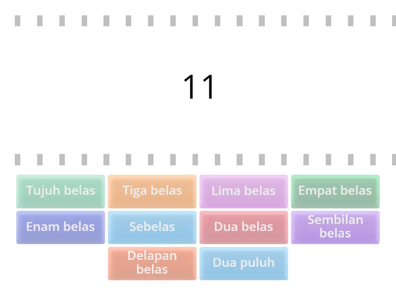 Lambang Bilangan dan Nama Bilangan 11-20 - Find the match