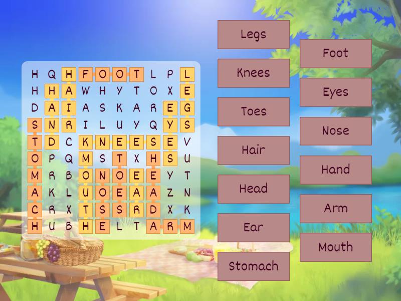 Parts of the body - Sopa de letras