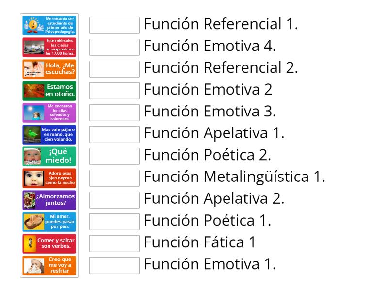 Actividad semana 2 Ejercitando las Funciones del Lenguaje. - Match up
