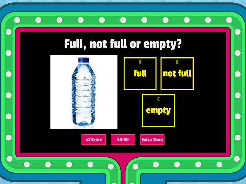 full, not full, empty Kindergarten - Gameshow quiz