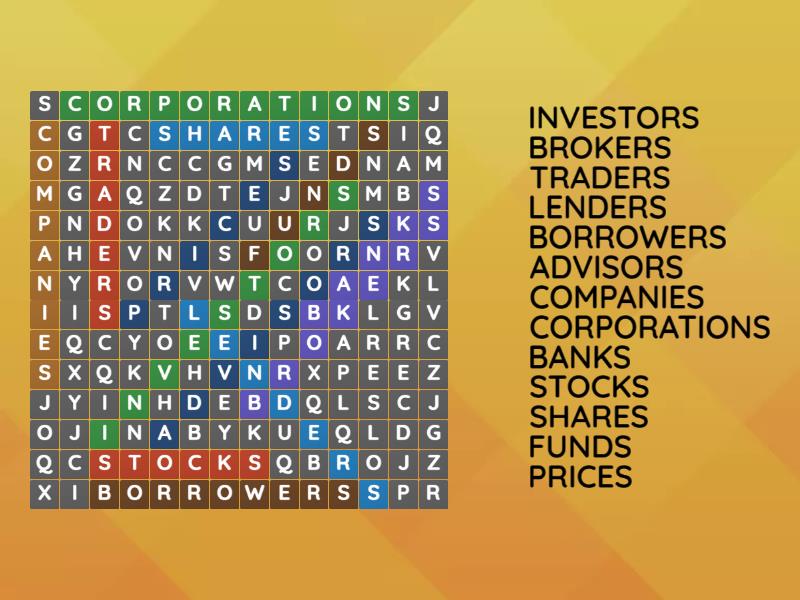 The Stock Market - Wordsearch