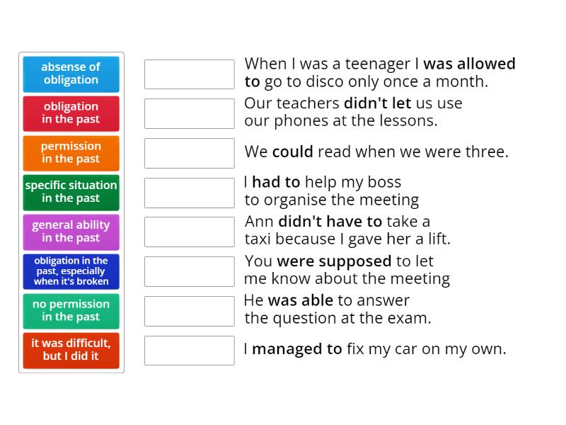 B2 Modals (past) - Match up