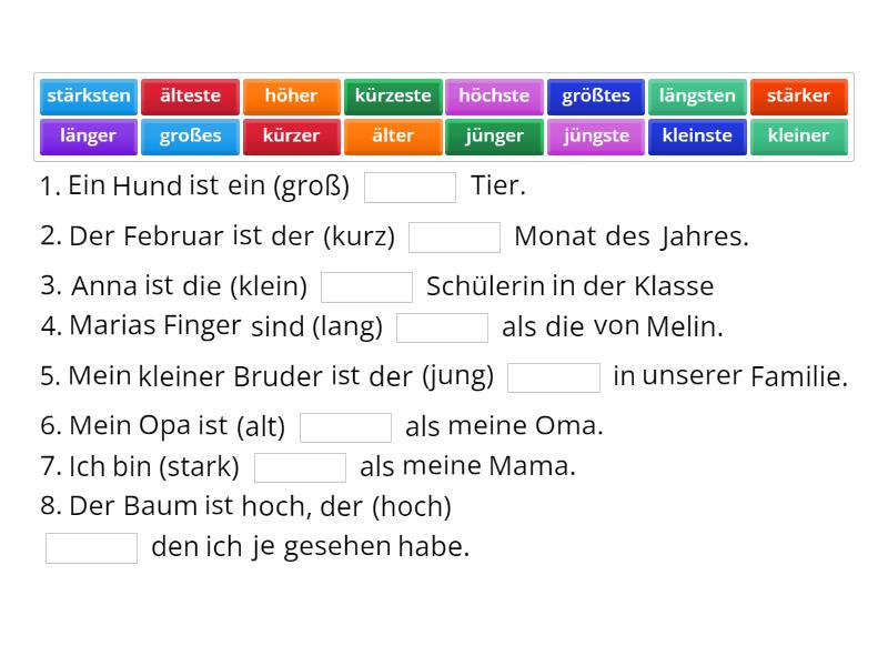 Adjektive steigern - Complete the sentence