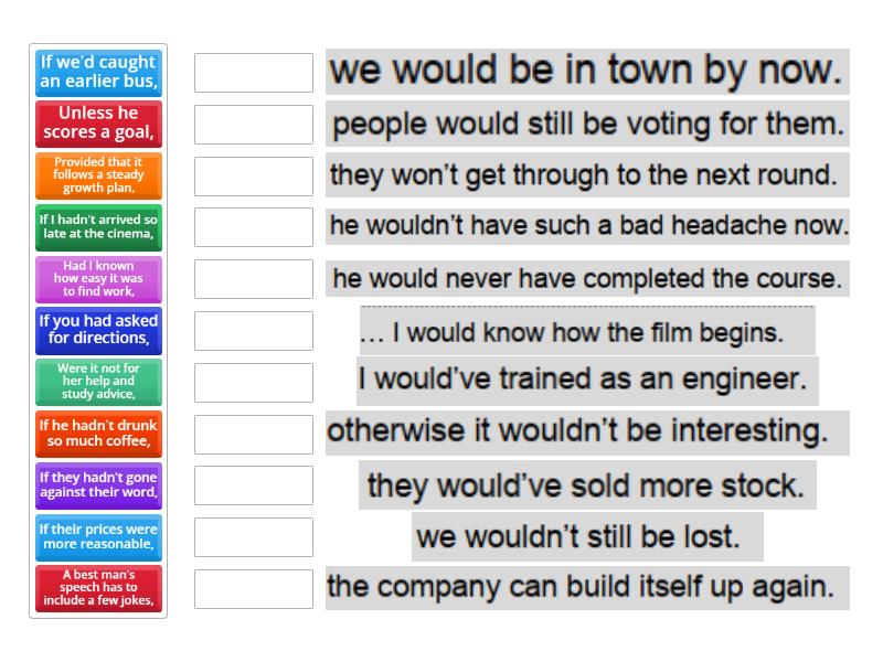 Expert CAE Unit 5 Conditionals - Match up