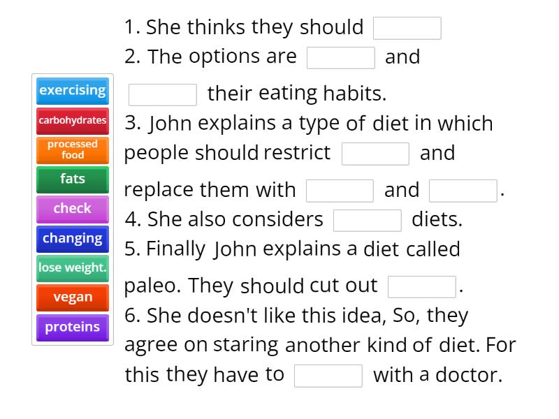 Listening-Mod 4.2 Healthy habits - Complete the sentence
