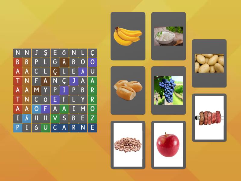Sopa de letras dos alimentos - Wordsearch