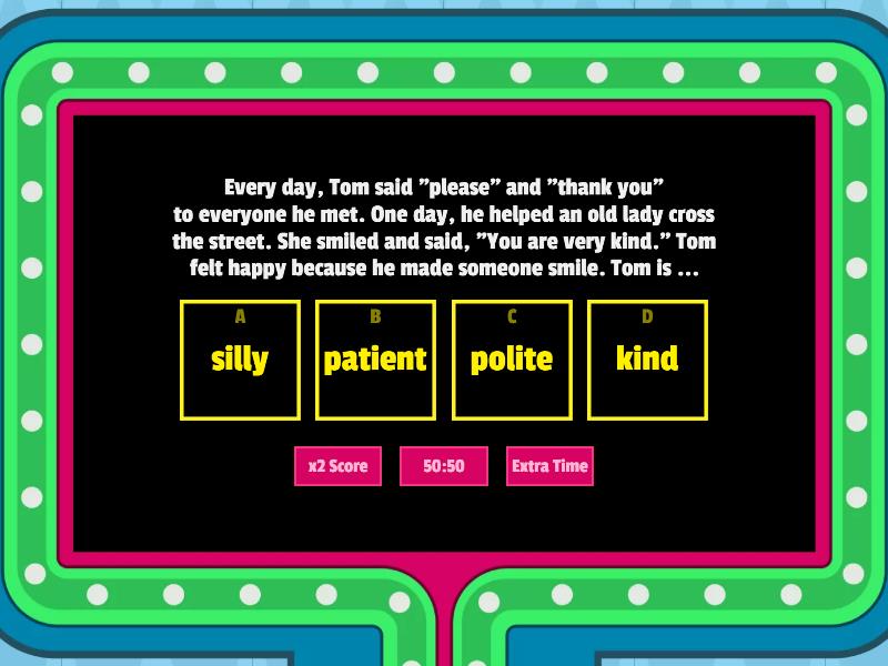 Character traits - Gameshow quiz