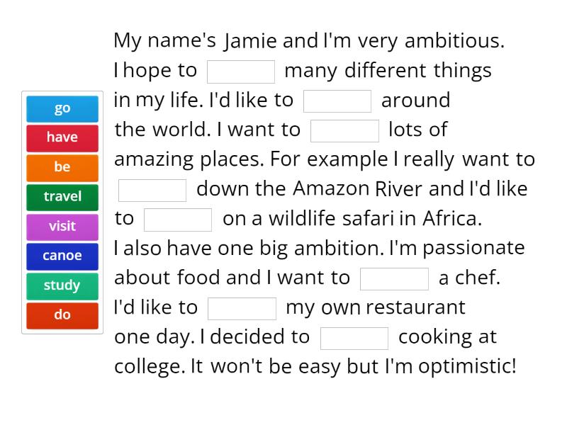 social media profile - verb + to infinitive - Complete the sentence