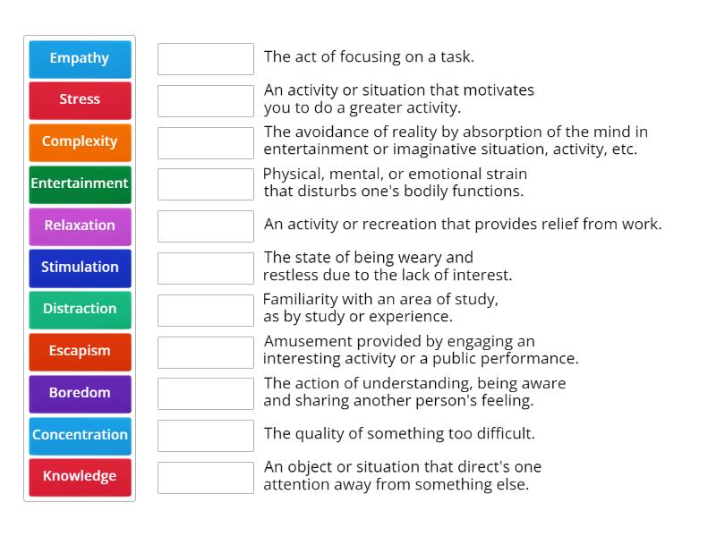Vocabulary Unit 3, opener - Oxford Discover Futures 2 - Une las parejas