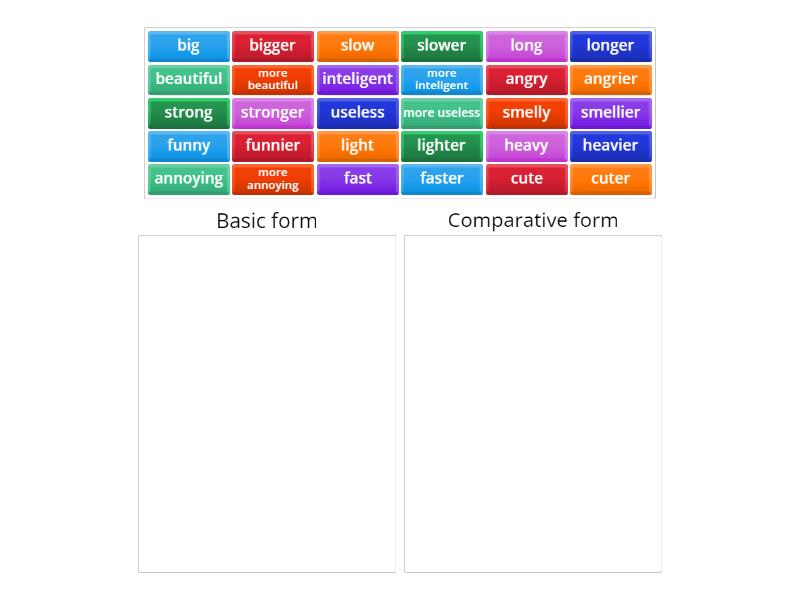 comparatives cathegory - Categorize