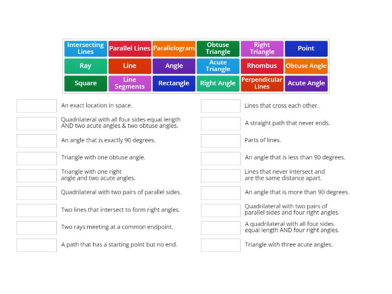 Geometry Terms Matching - Match up