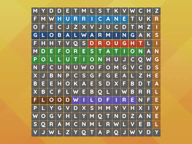 Environmental problems - Wordsearch